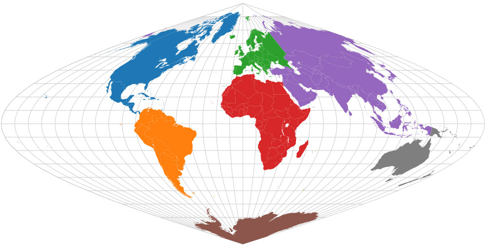 Land by latitude and longitude, or, a pile of continents | Andy Woodruff